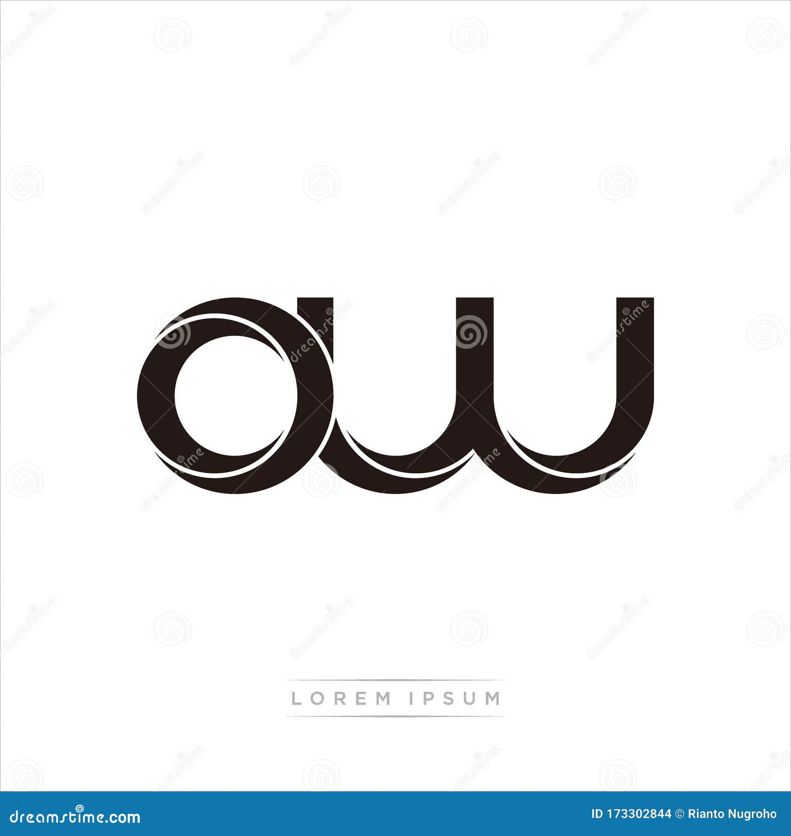 Ow Initial Letter Split Lowercase Modern Monogram Linked Outline ...