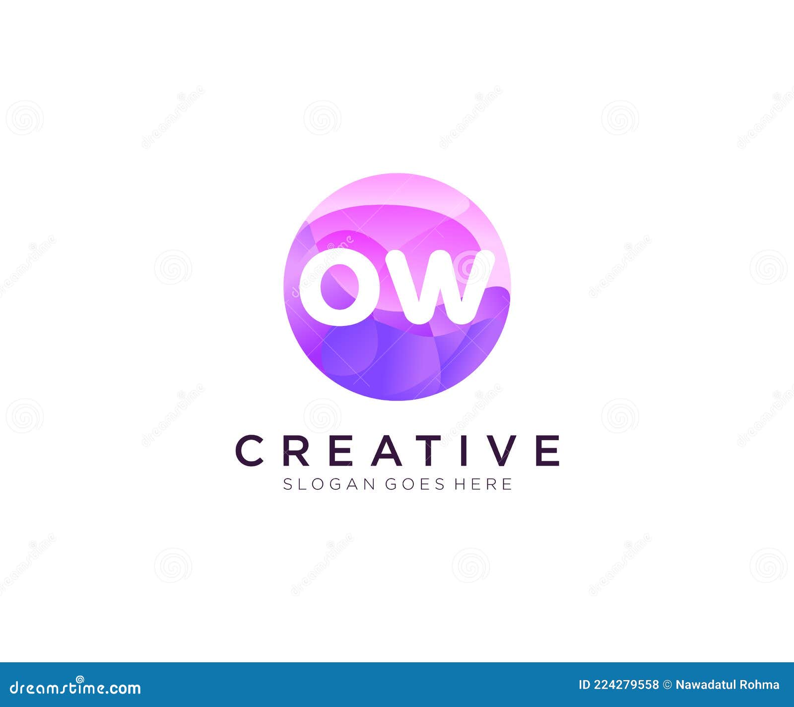 OW Initial Logo with Colorful Circle Template Vector Stock Vector ...
