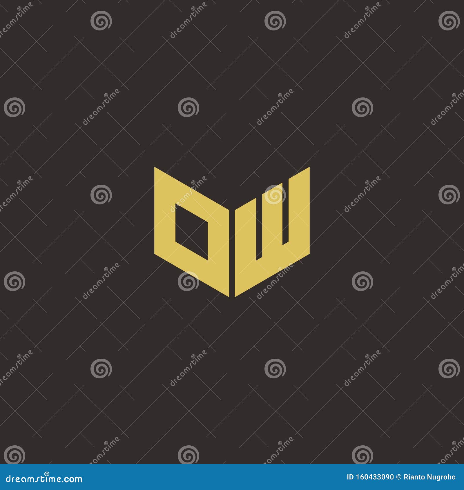 OW Logo Letter Initial Logo Designs Template with Gold and Black ...