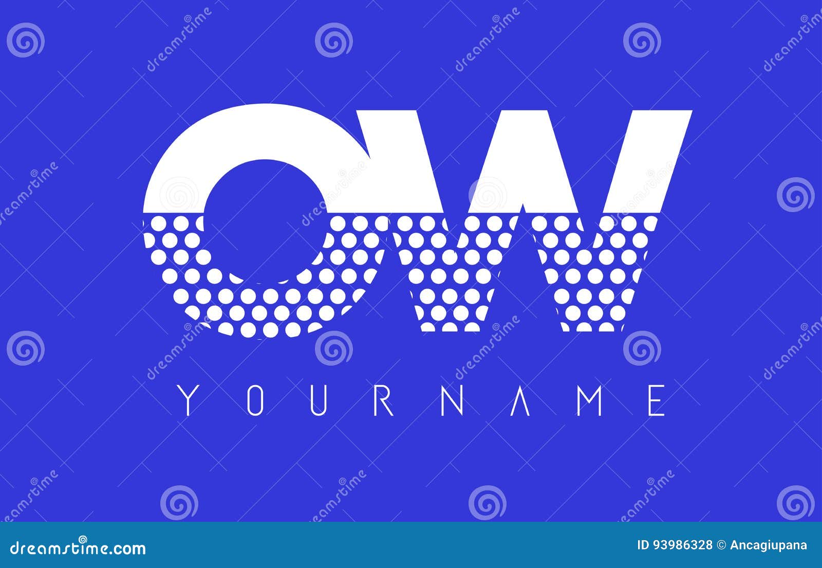 OW O W Dotted Letter Logo Design with Blue Background. Stock Vector ...