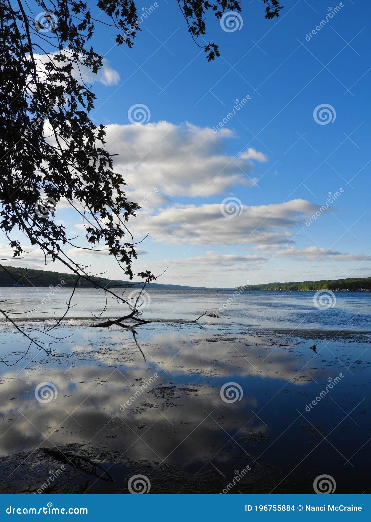 Owasco Lake Reflection From Inlet Vertical View Stock Photography ...