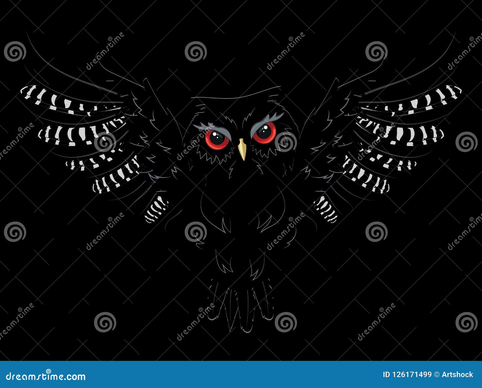 Owl attack from the dark stock vector. Illustration of design - 126171499