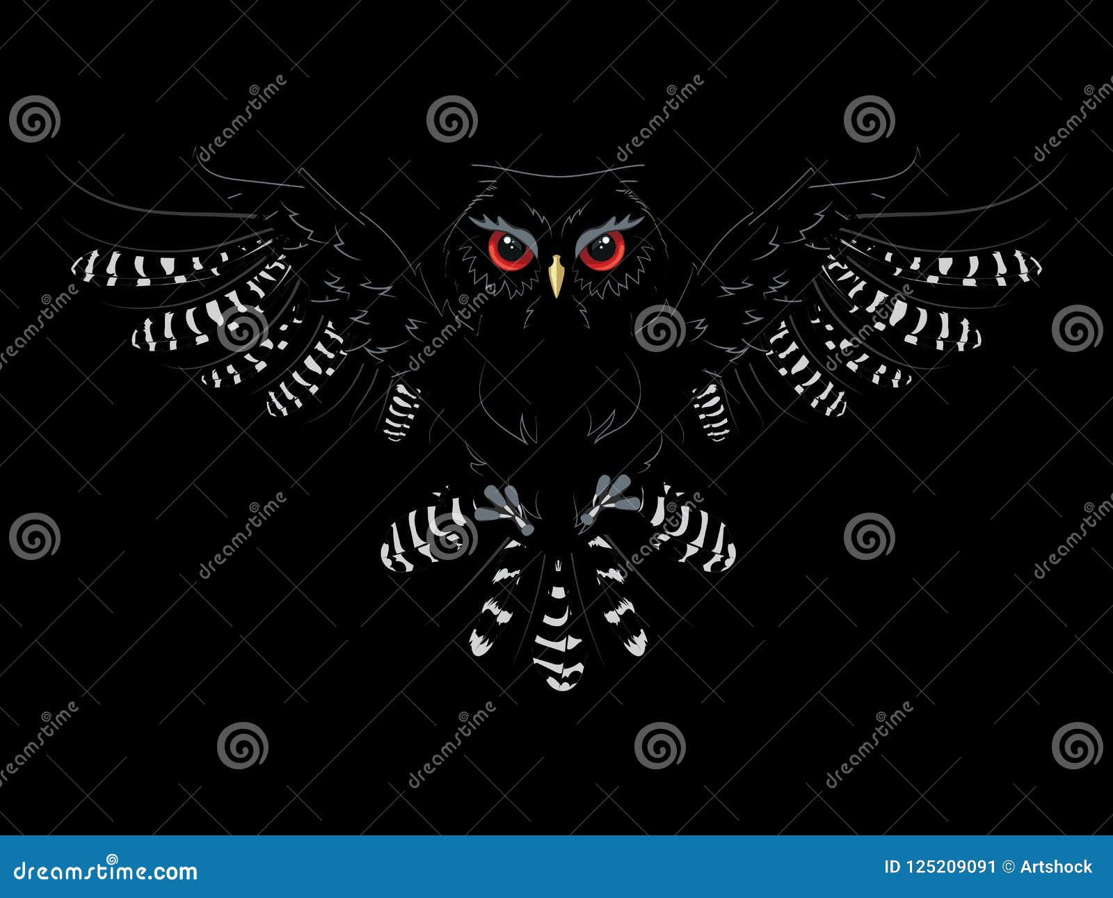 Owl attack from the dark stock vector. Illustration of silhouette ...