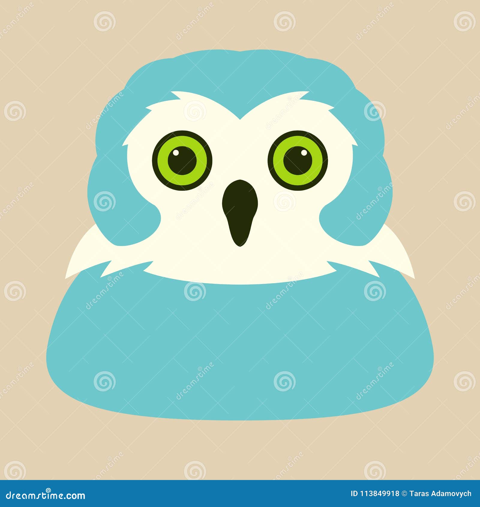 Owl Bird Face Vector Illustration Flat Style Front Stock Vector ...