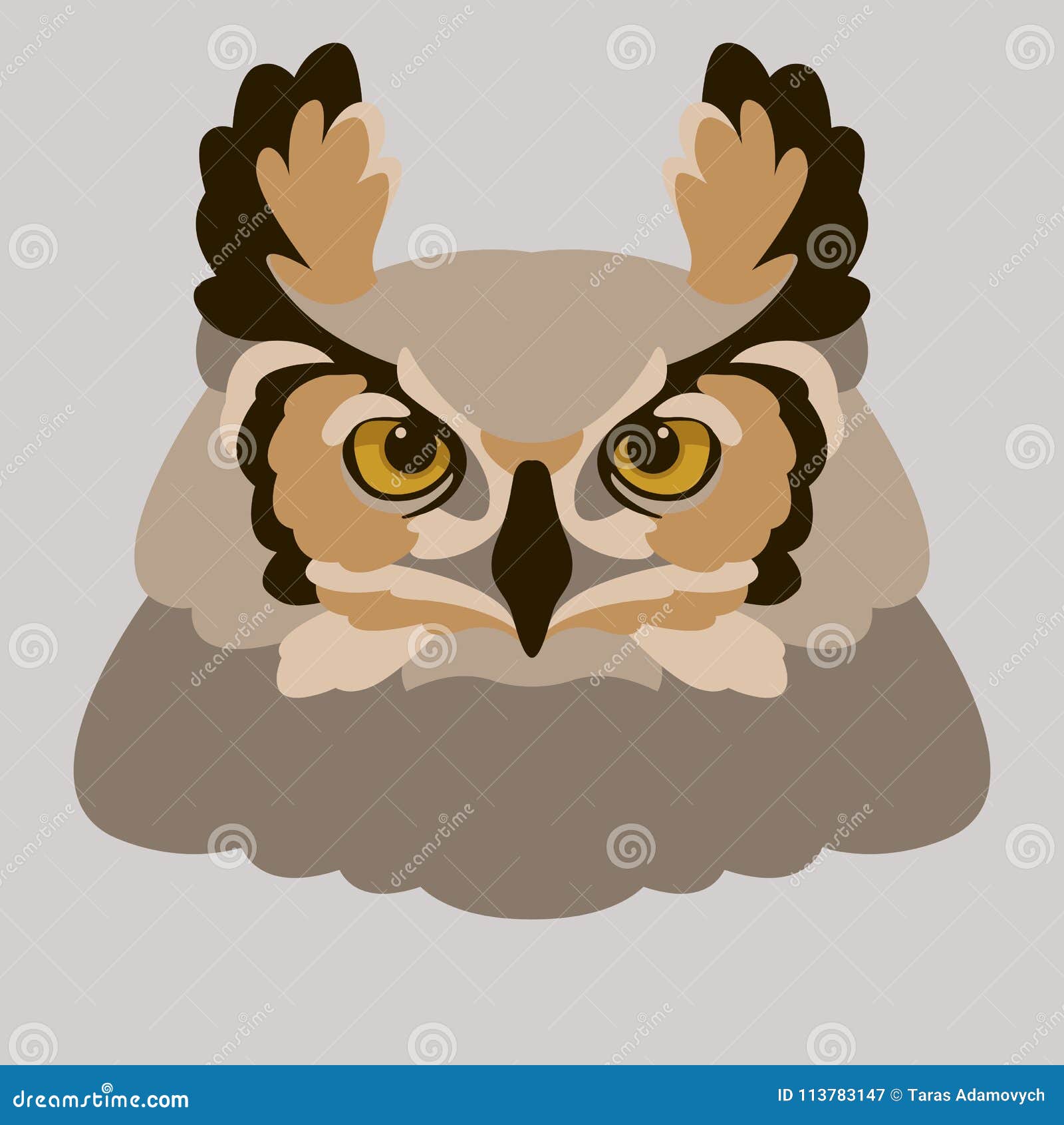 Owl Bird Face Vector Illustration Flat Style Front Stock Vector ...