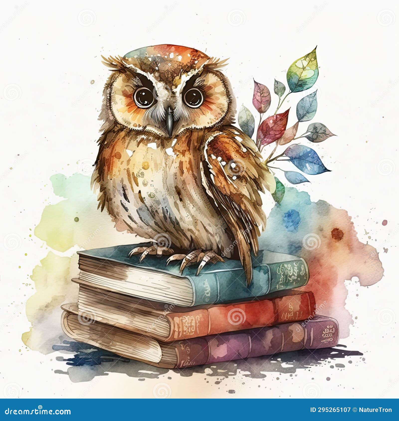Owl on a Book Owl with Books Stock Illustration - Illustration of ...
