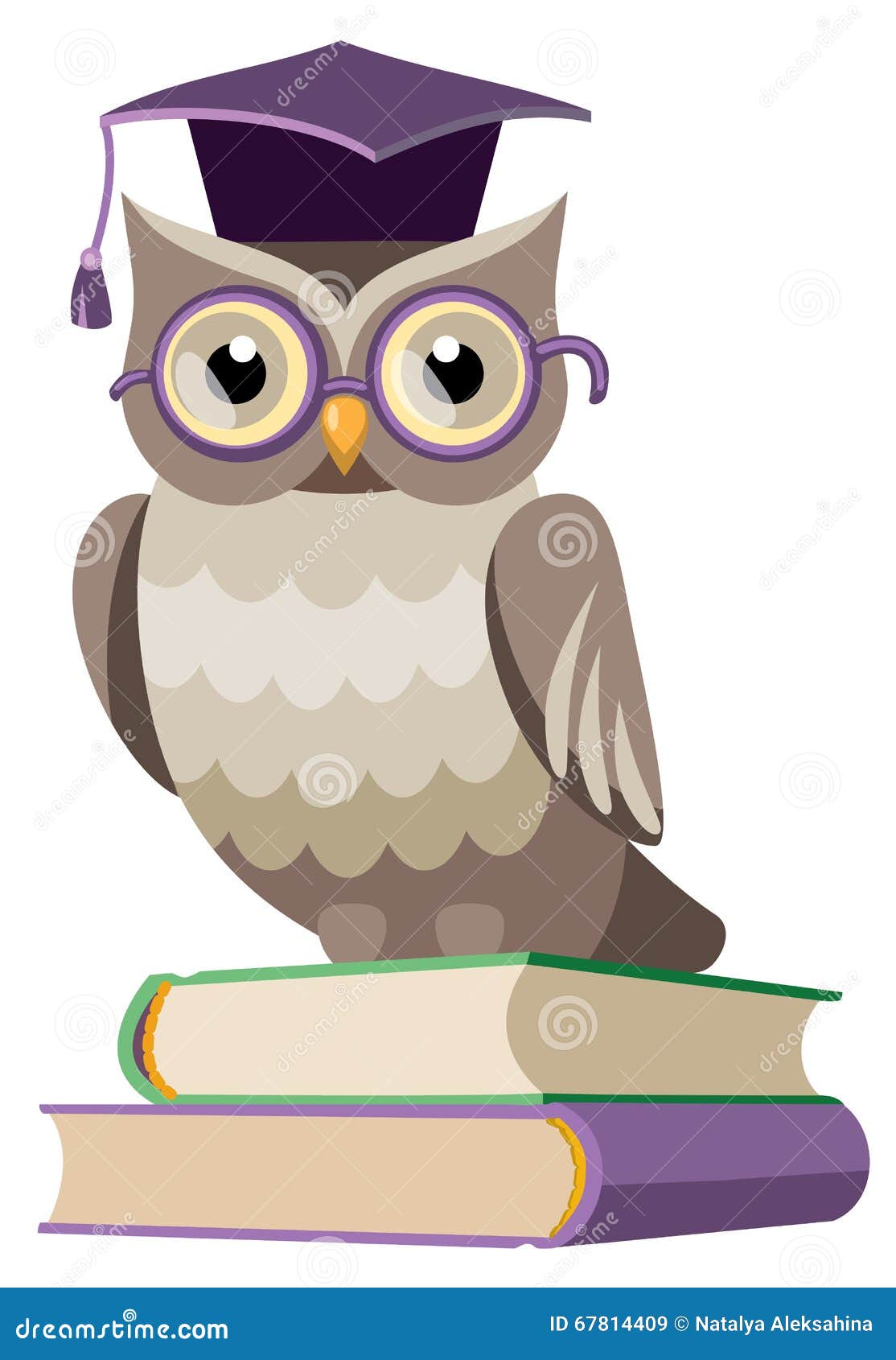Owl with Books and Graduate Cap Stock Vector - Illustration of ...