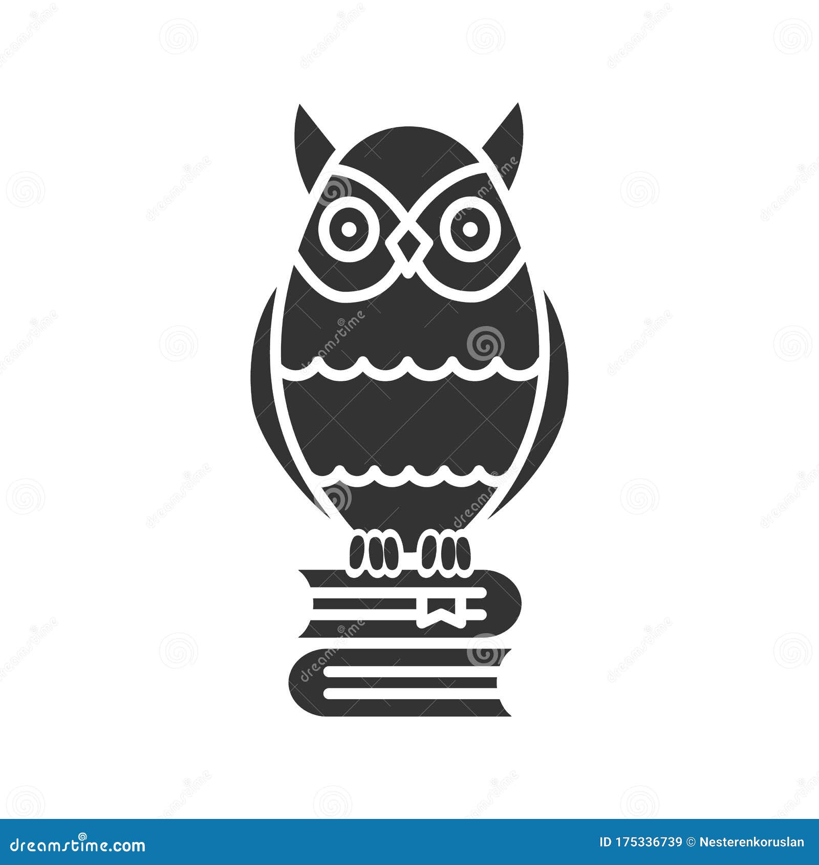 Owl on Books Stack Glyph Icon Stock Vector - Illustration of books ...