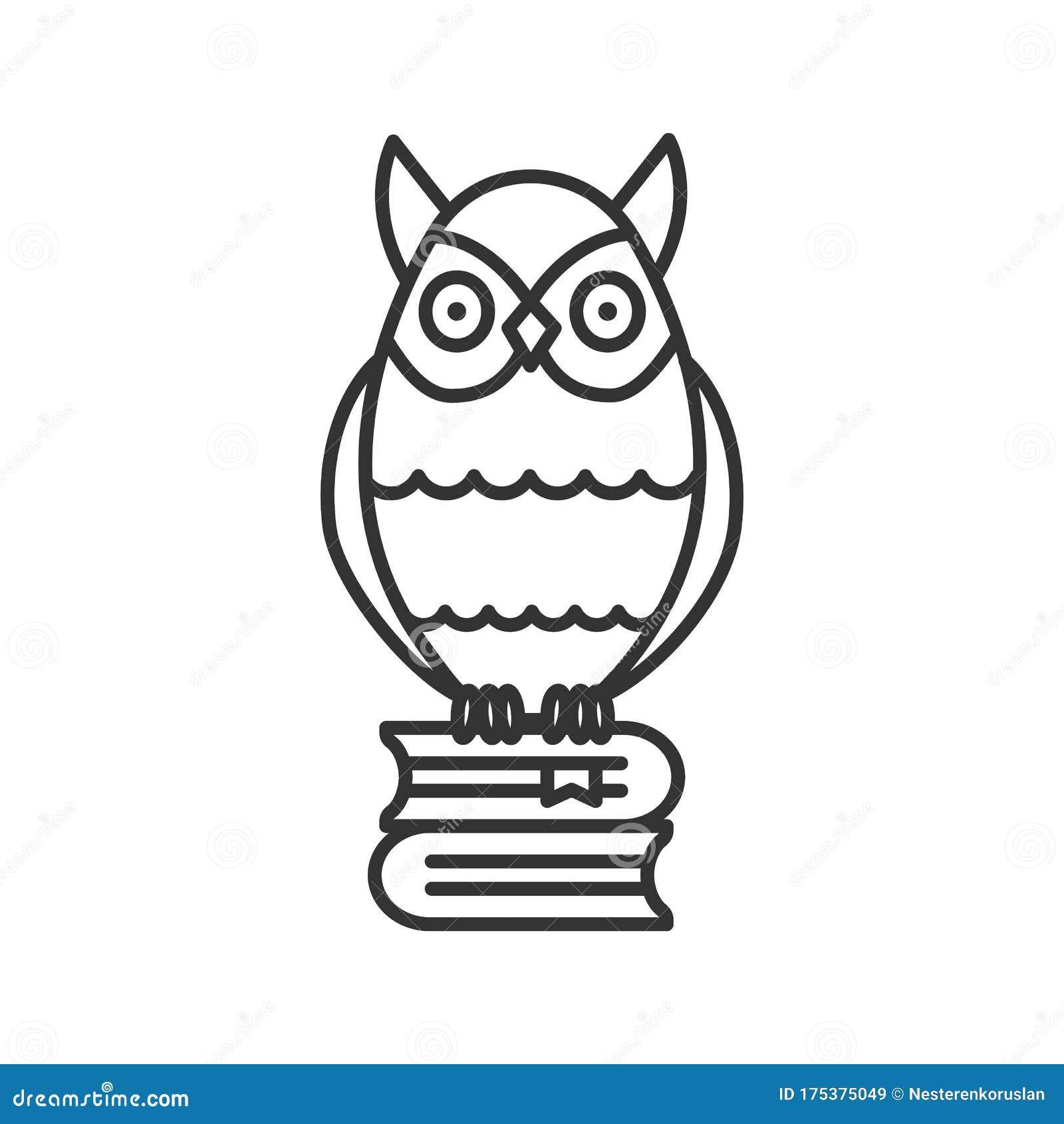 Owl on Books Stack Linear Icon Stock Vector - Illustration of emblem ...