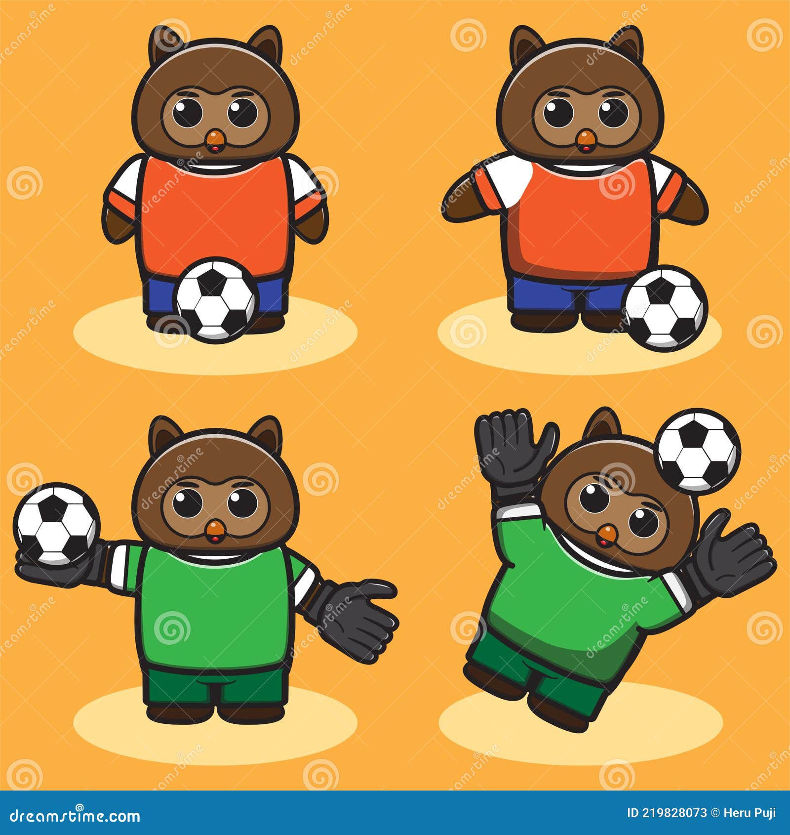 Vector Illustration of Cute Owl Football Stock Vector - Illustration of ...