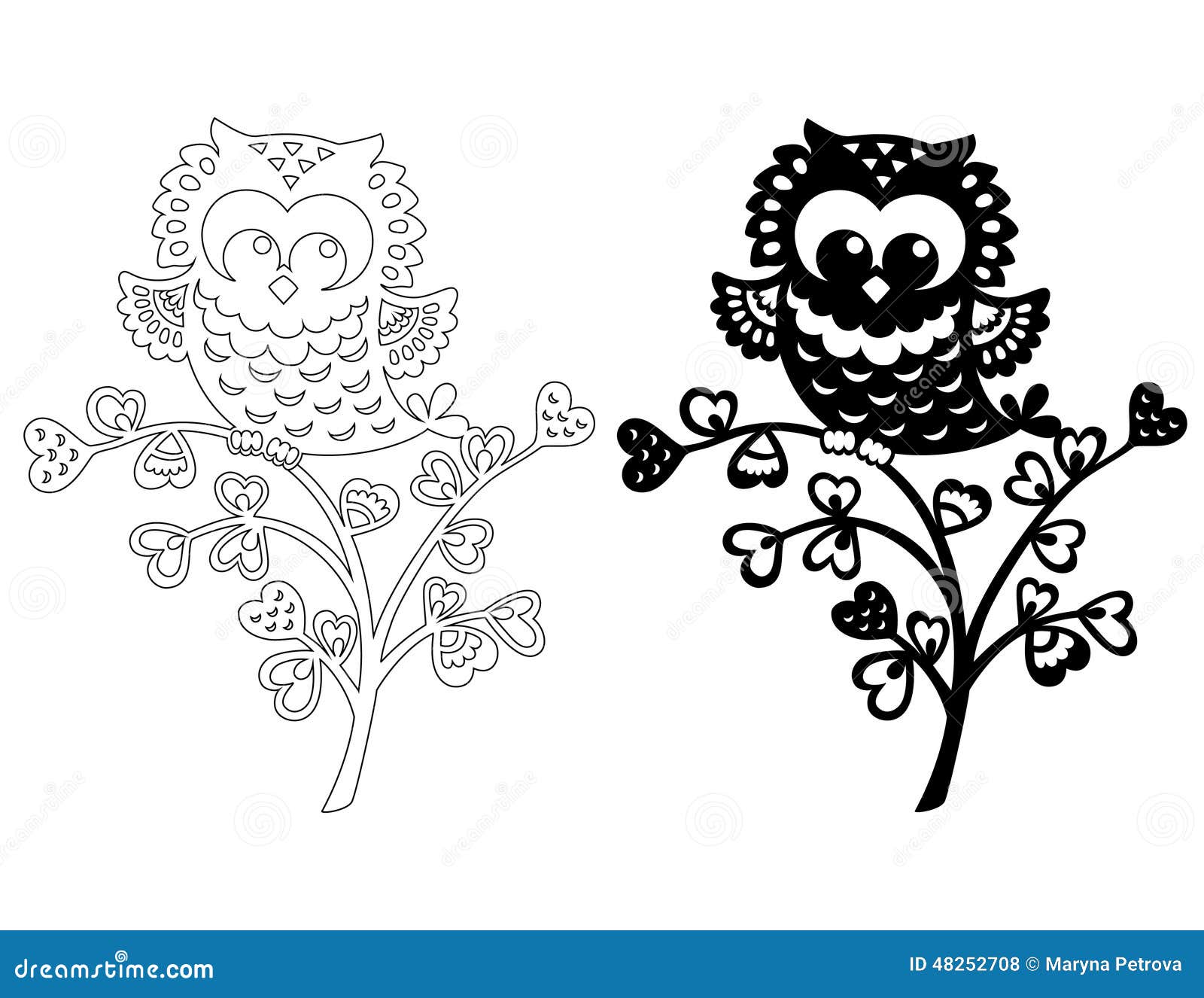 Owl On A Branch Sticker Stencil Vector Illustration | CartoonDealer.com ...