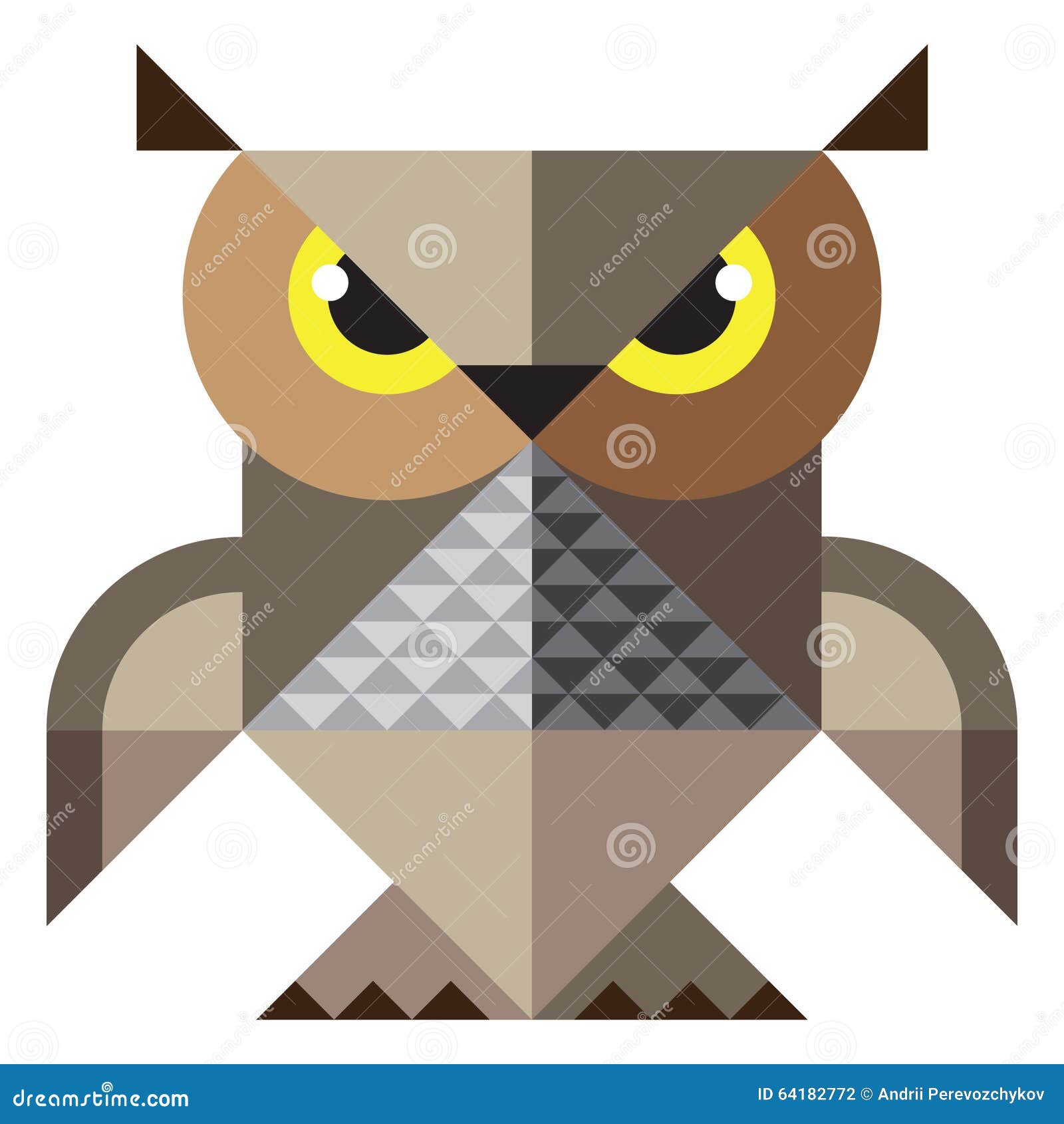 Owl Built of Triangular Elements Stock Vector - Illustration of beak ...