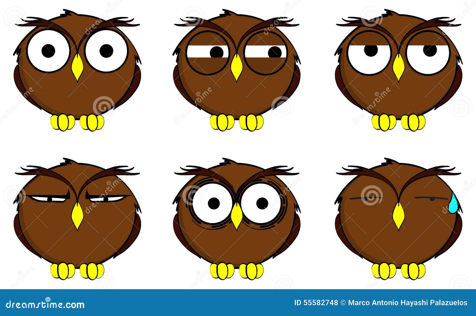 Owl Cartoon Expressions Set2 Stock Vector - Illustration of design ...