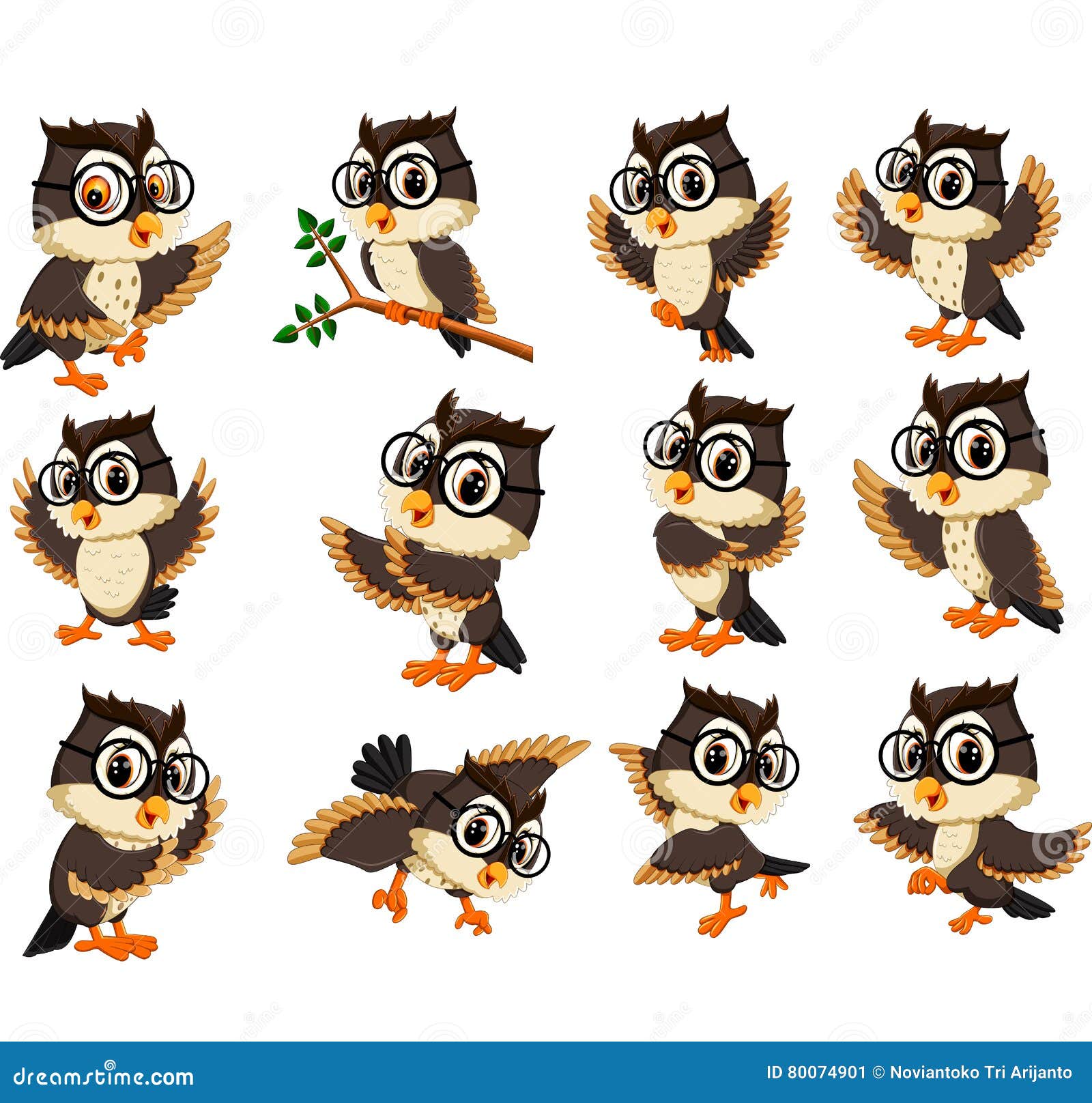 Owl cartoon stock vector. Illustration of little, beige - 80074901