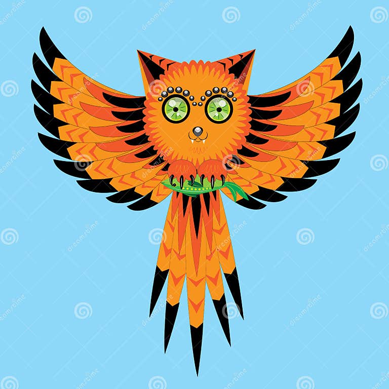 Owl cat stock vector. Illustration of wool, bird, paws - 64823016