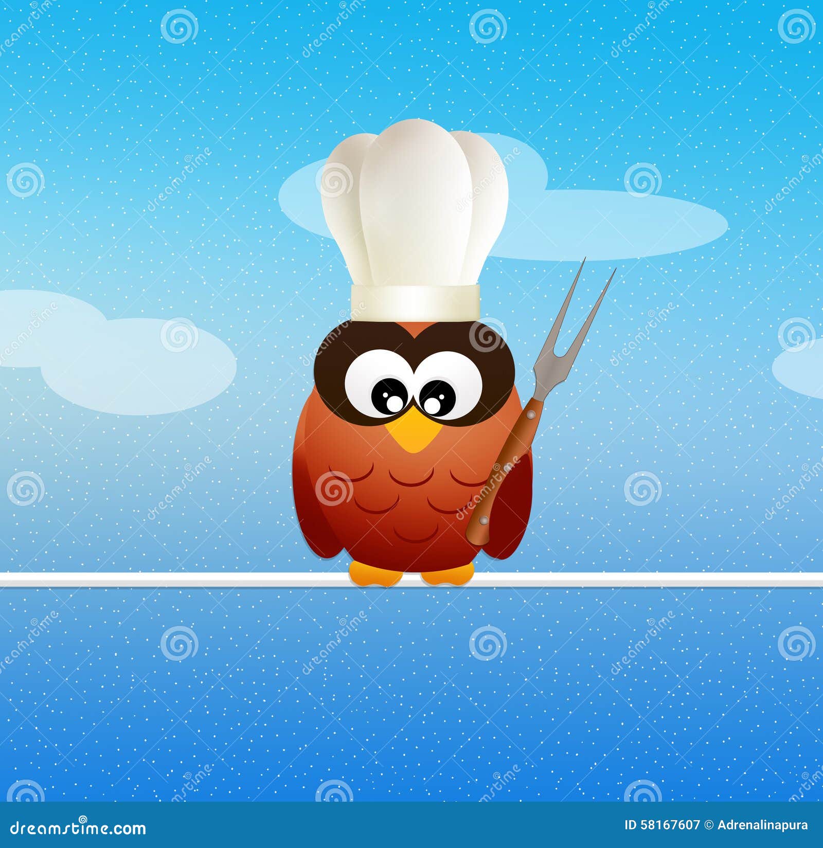 Owl chef stock illustration. Illustration of wings, cook - 58167607