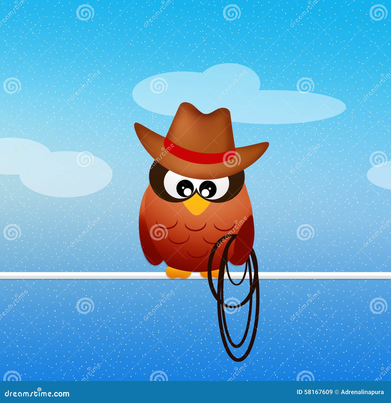 Owl cowboy stock illustration. Illustration of costume - 58167609