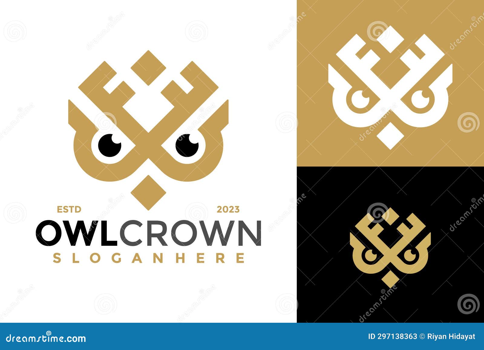 Owl Crown Logo Design Vector Symbol Icon Illustration Stock Vector ...