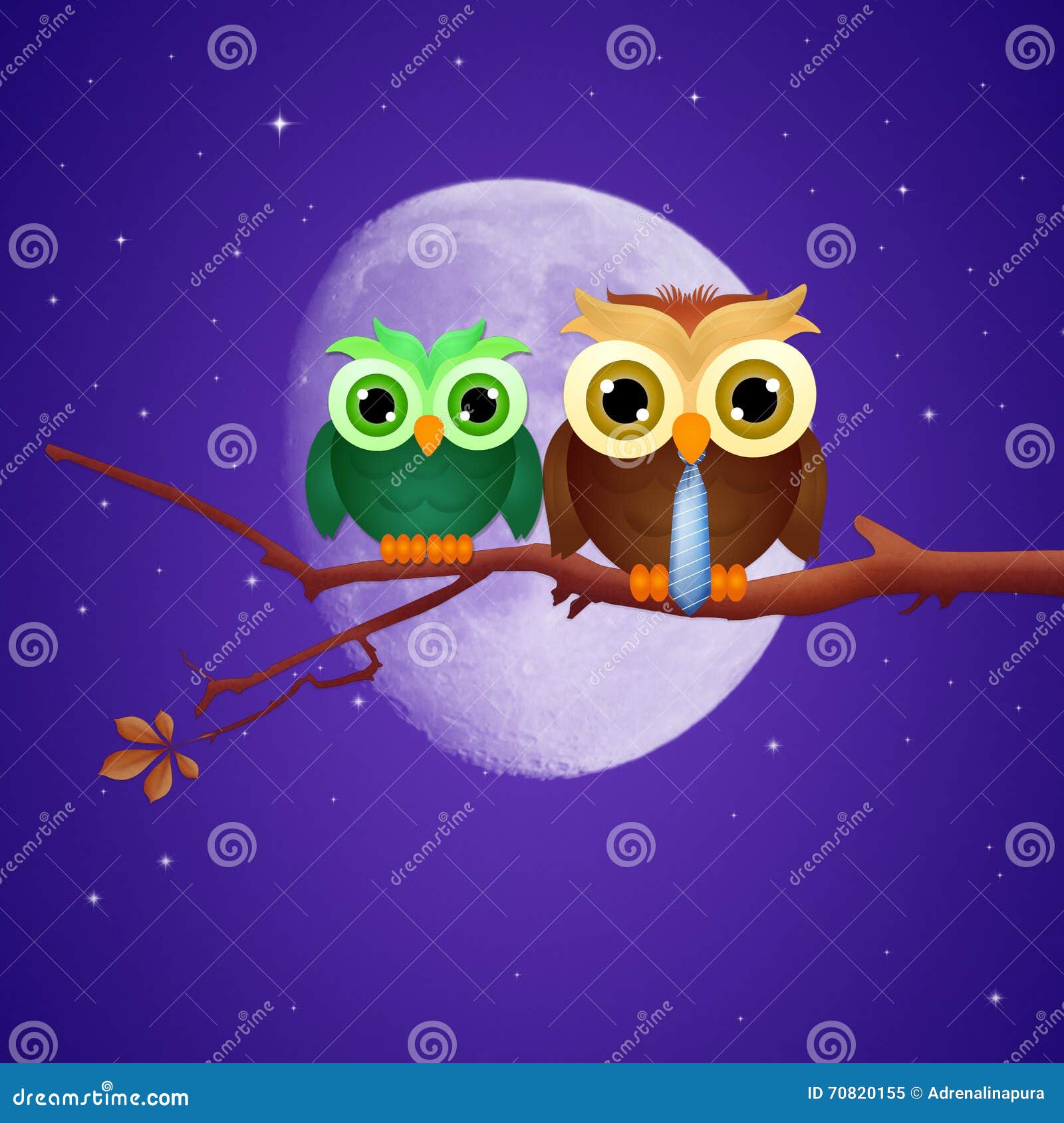 Owl dad on branches stock illustration. Illustration of celebration ...