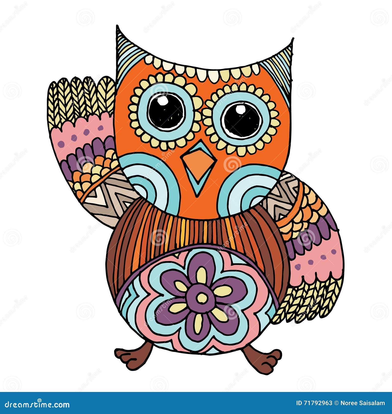 Owl Doodle Freehand Vector stock vector. Illustration of retro - 71792963