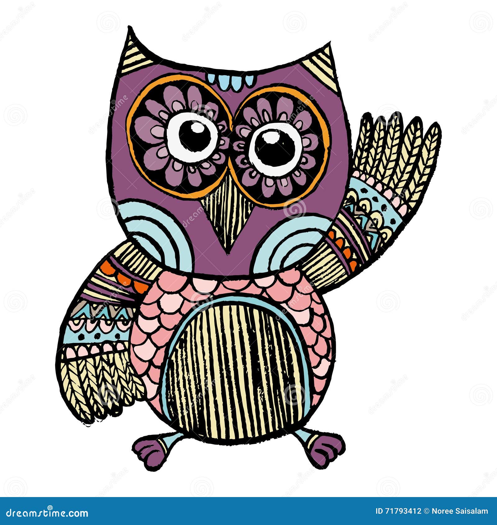 Owl Doodle Freehand Vector stock vector. Illustration of wing - 71793412