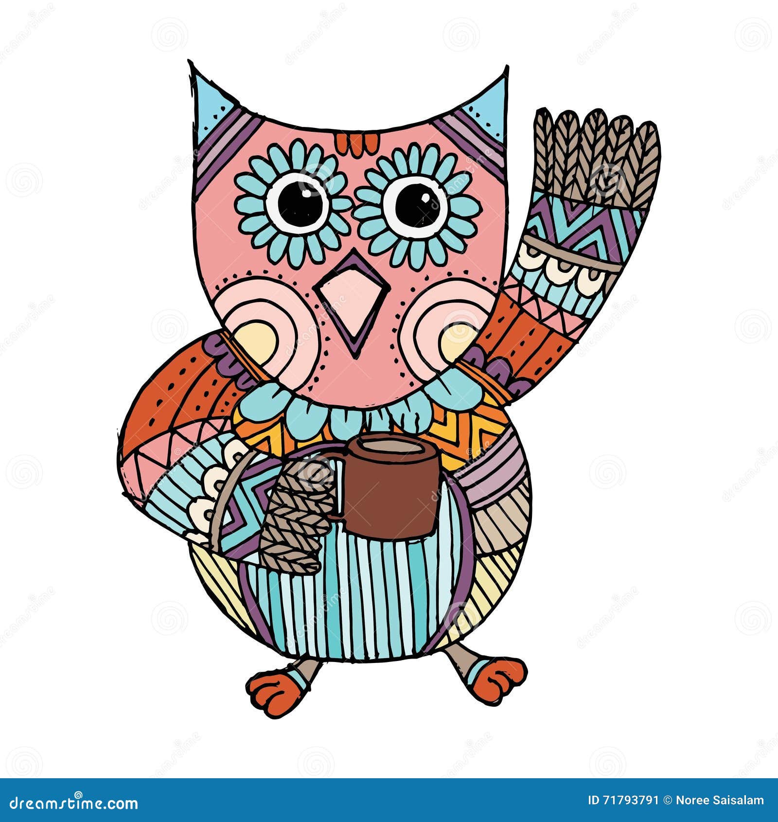 Owl Doodle Freehand Vector stock vector. Illustration of zentangle ...