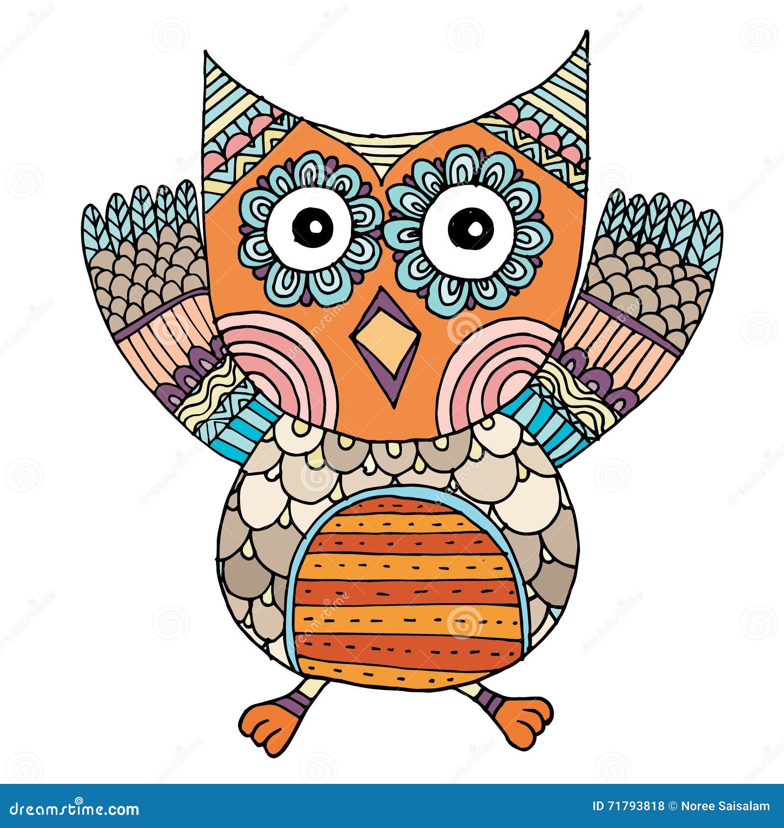 Owl Doodle Freehand Vector stock vector. Illustration of cartoon - 71793818