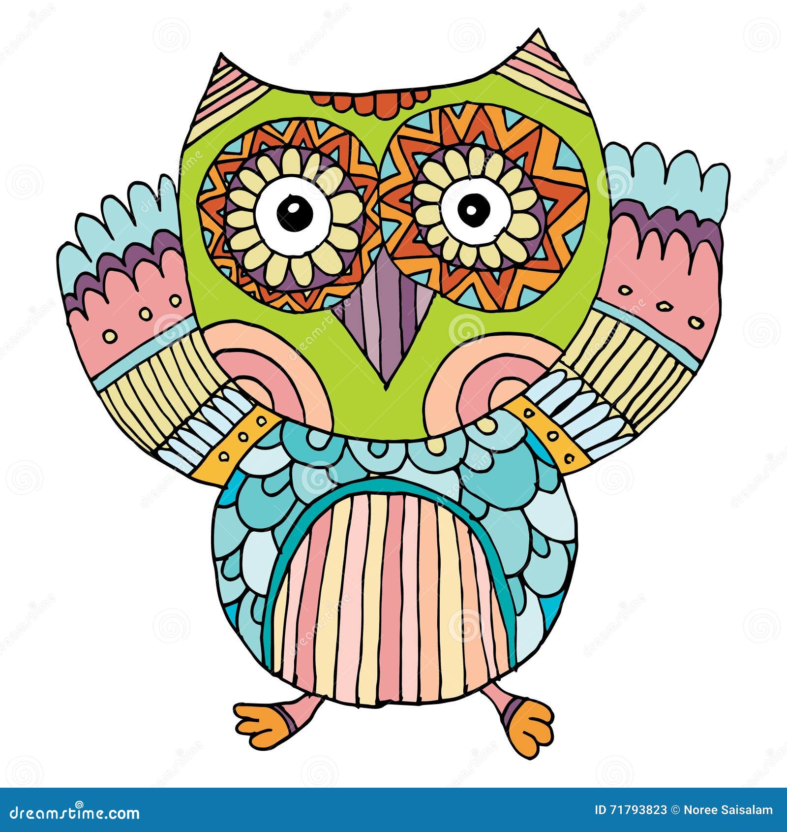Owl Doodle Freehand Vector stock vector. Illustration of graphic - 71793823