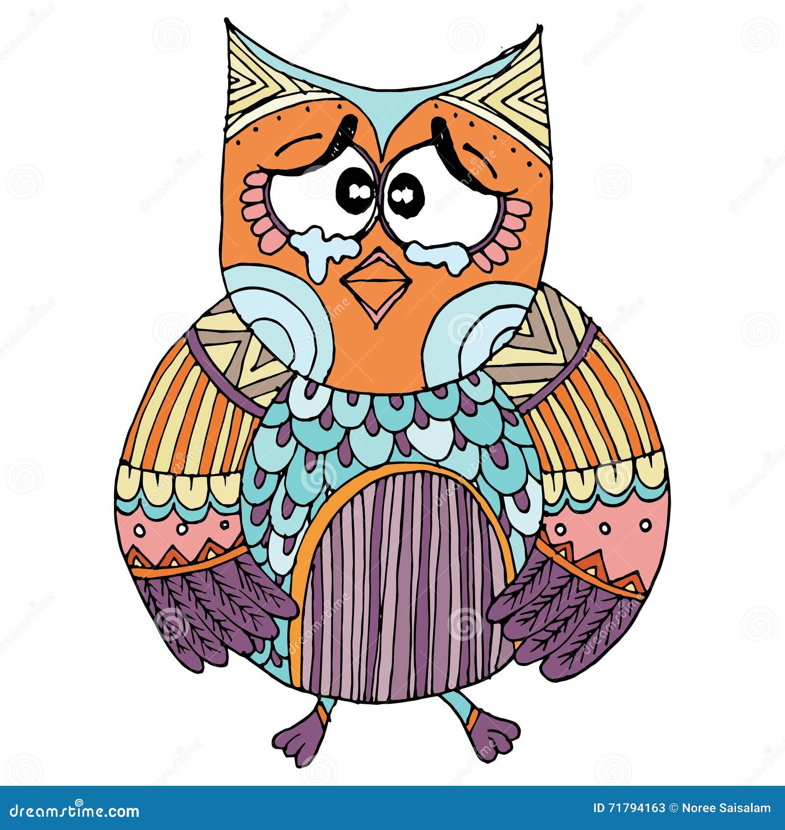 Owl Doodle Freehand Vector stock vector. Illustration of drawing - 71794163