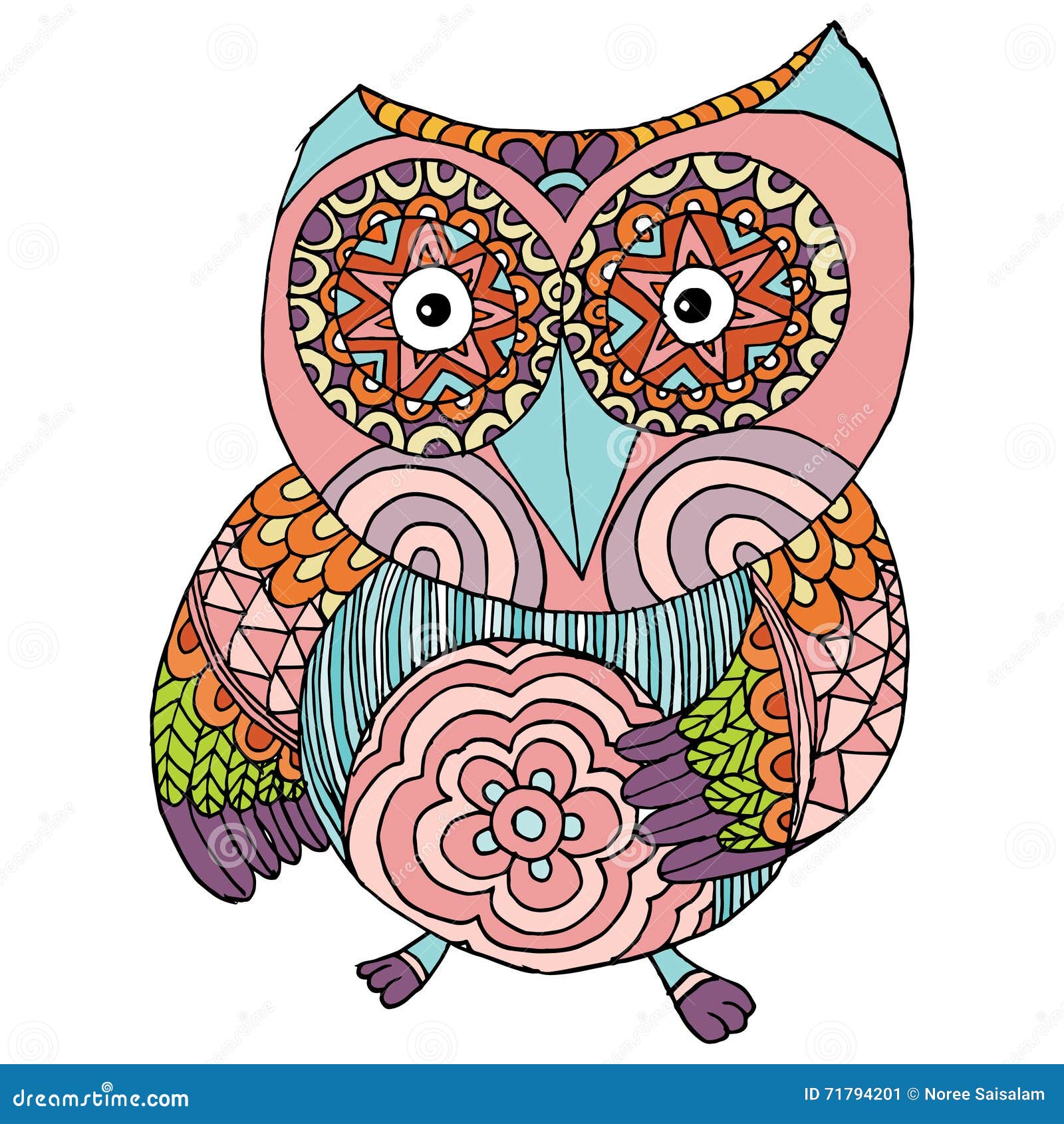 Owl Doodle Freehand Vector stock vector. Illustration of vintage - 71794201