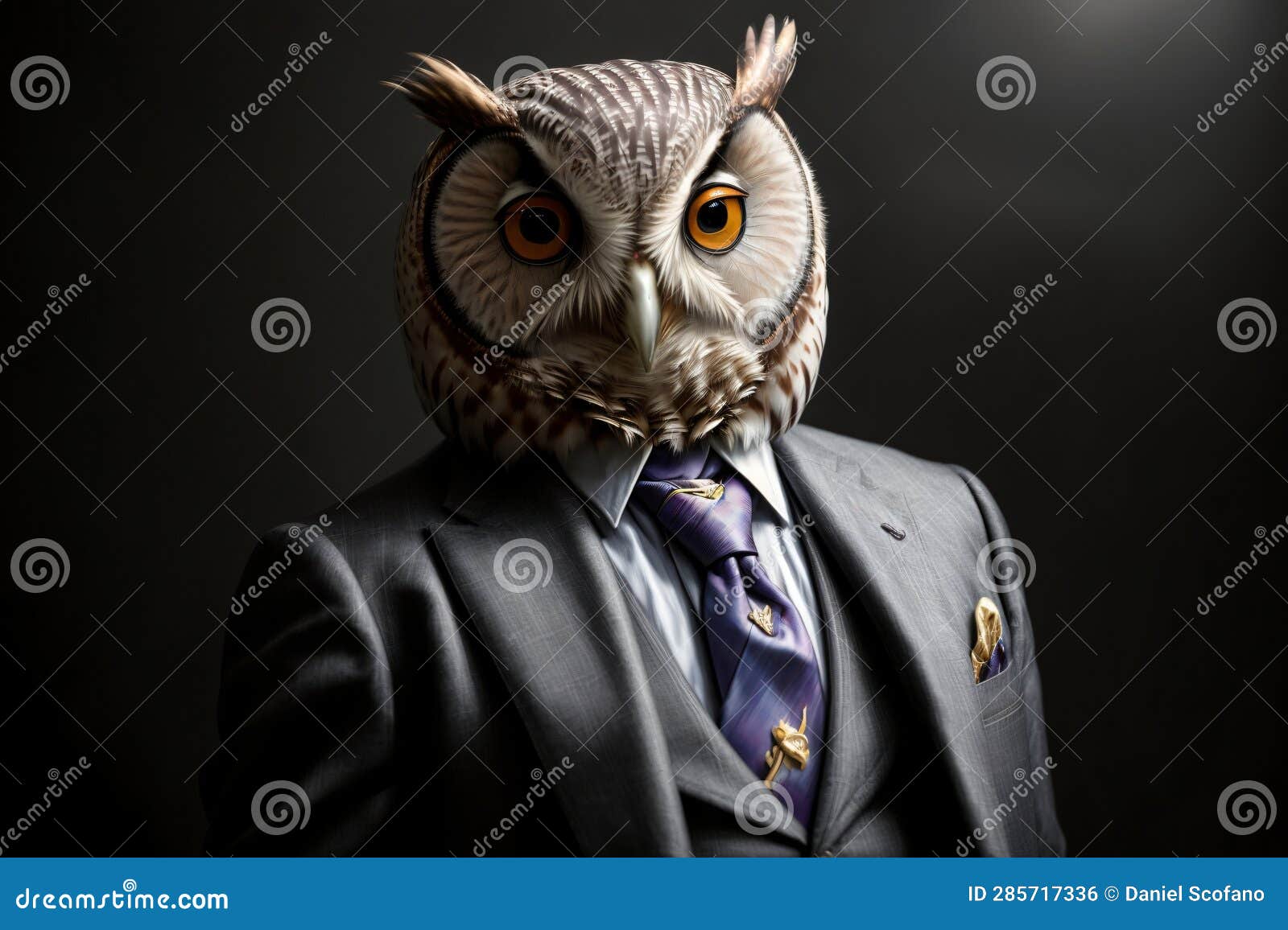 An Owl Dressed in a Suit and Tie. Generative AI Stock Illustration ...