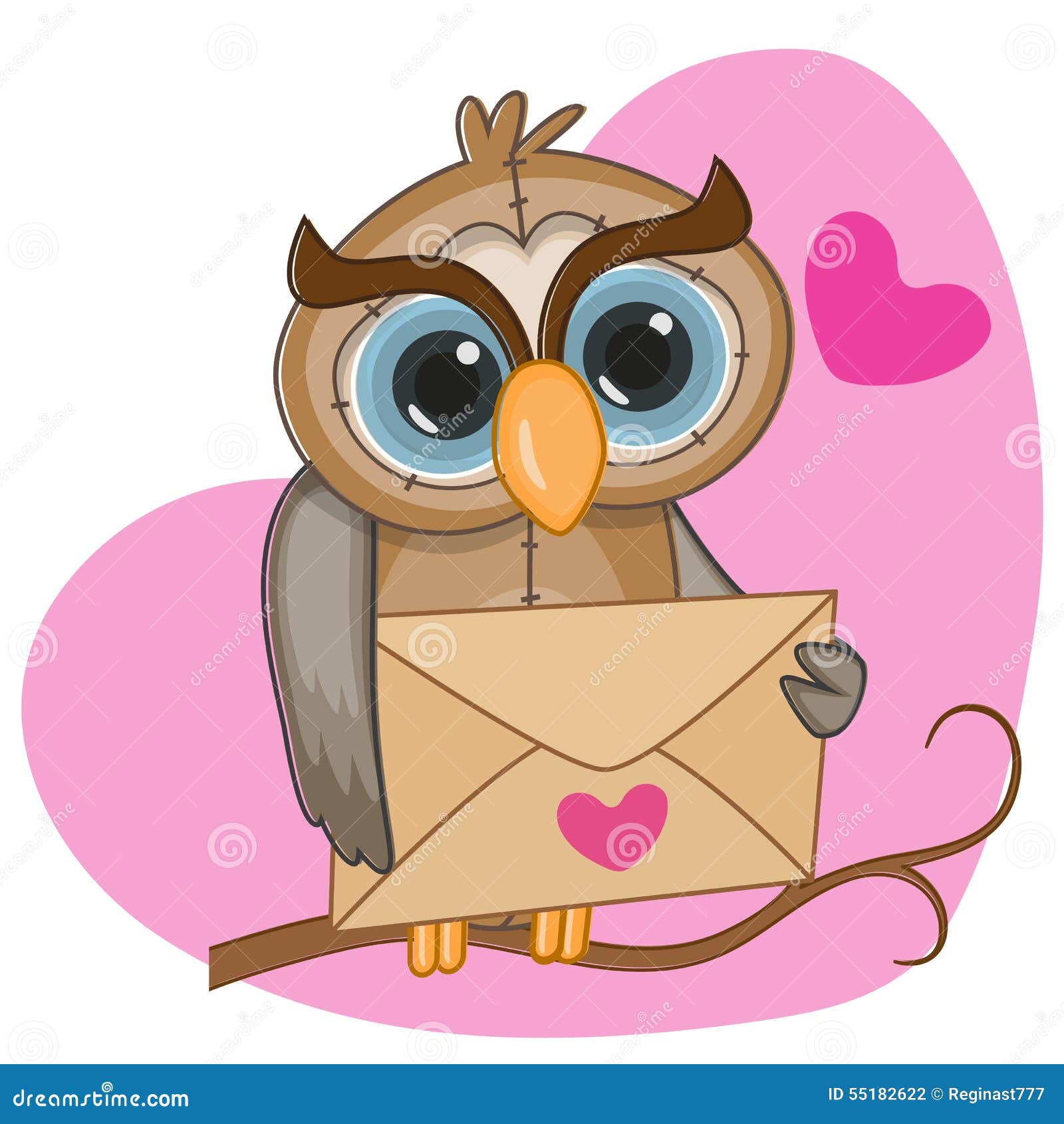 Owl with envelope stock vector. Illustration of luck - 55182622