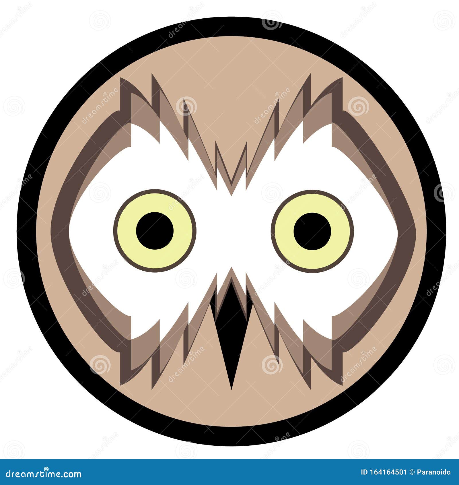 Owl Face in the Beige Circle Stock Vector - Illustration of cartoon ...