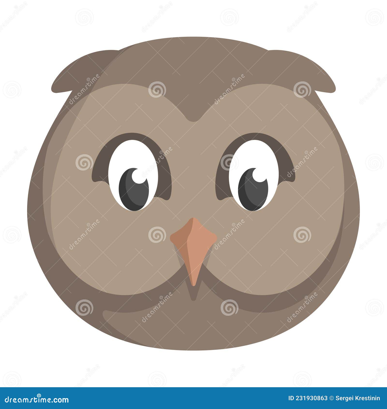 Owl face front view. stock vector. Illustration of mammal - 231930863