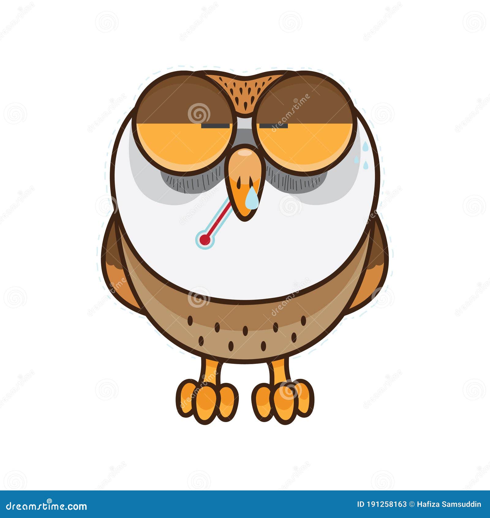 Owl Feeling Sick. Vector Illustration Decorative Design Stock Vector ...