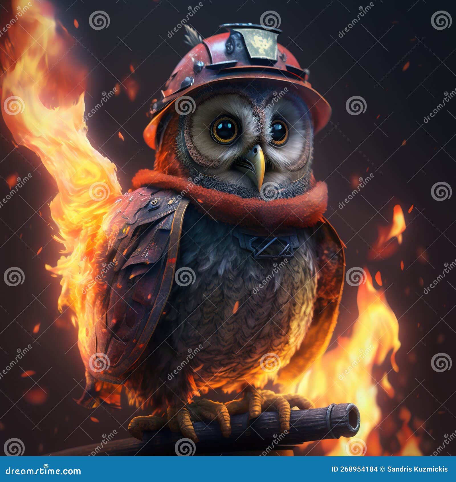 Owl Fireman Puting Out The Fire. Generative AI Stock Image ...