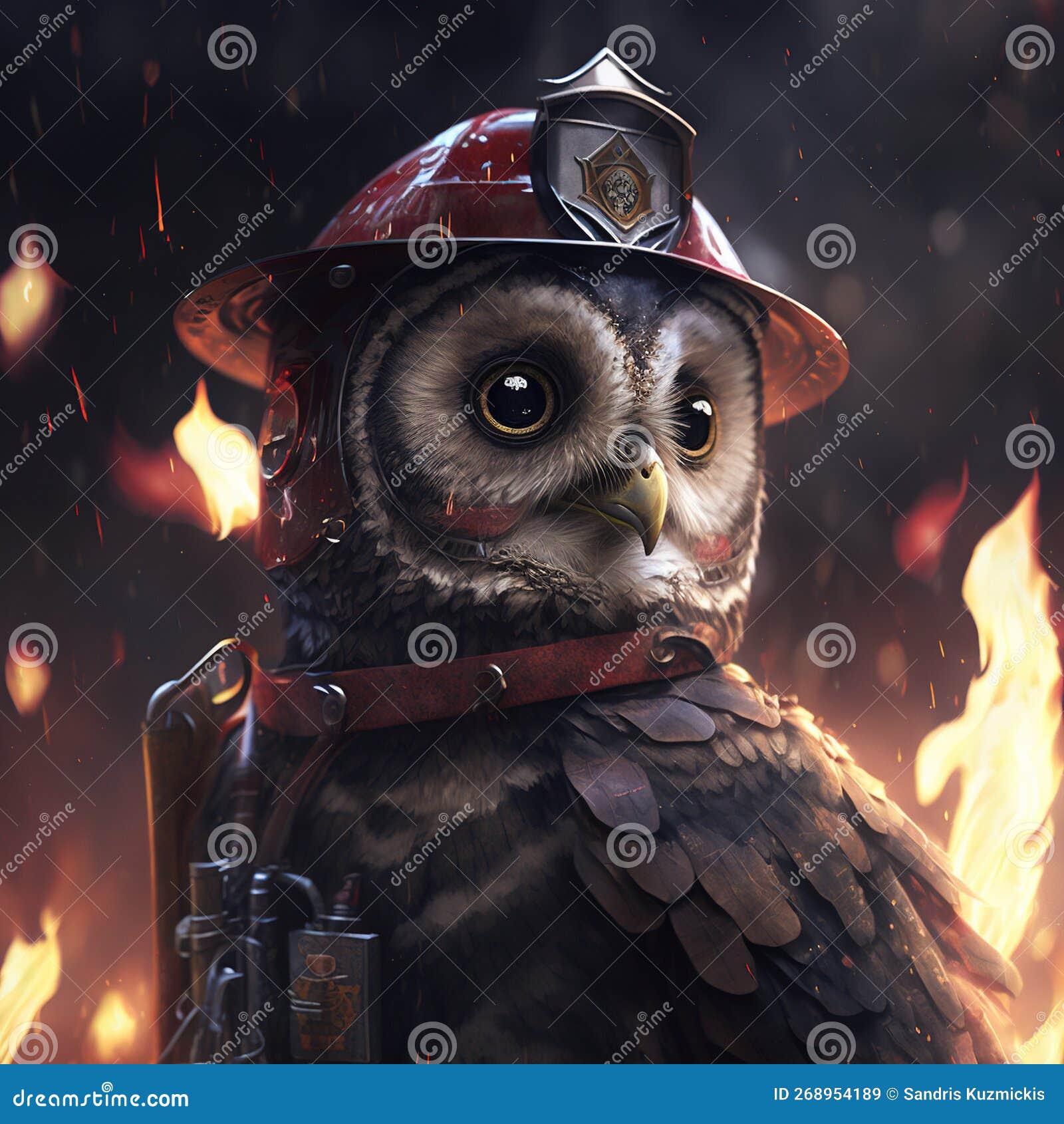 Owl Fireman Puting Out The Fire. Generative AI Stock Image ...