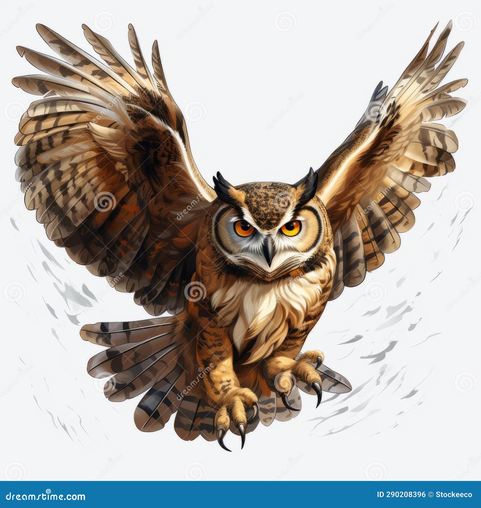 Colorful Hd Owl Flying Clipart with Realistic Illustration Stock ...
