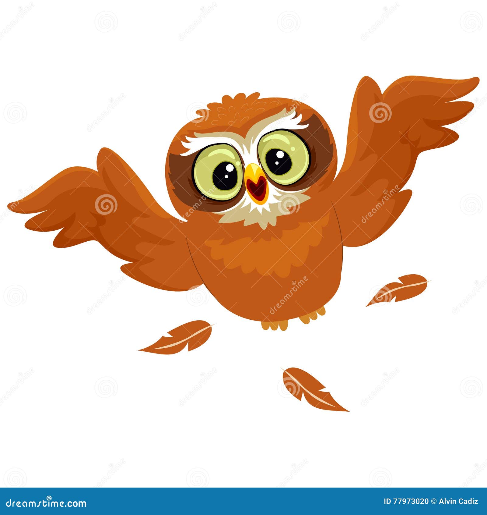 Owl Flying stock vector. Illustration of cartoon, nature - 77973020