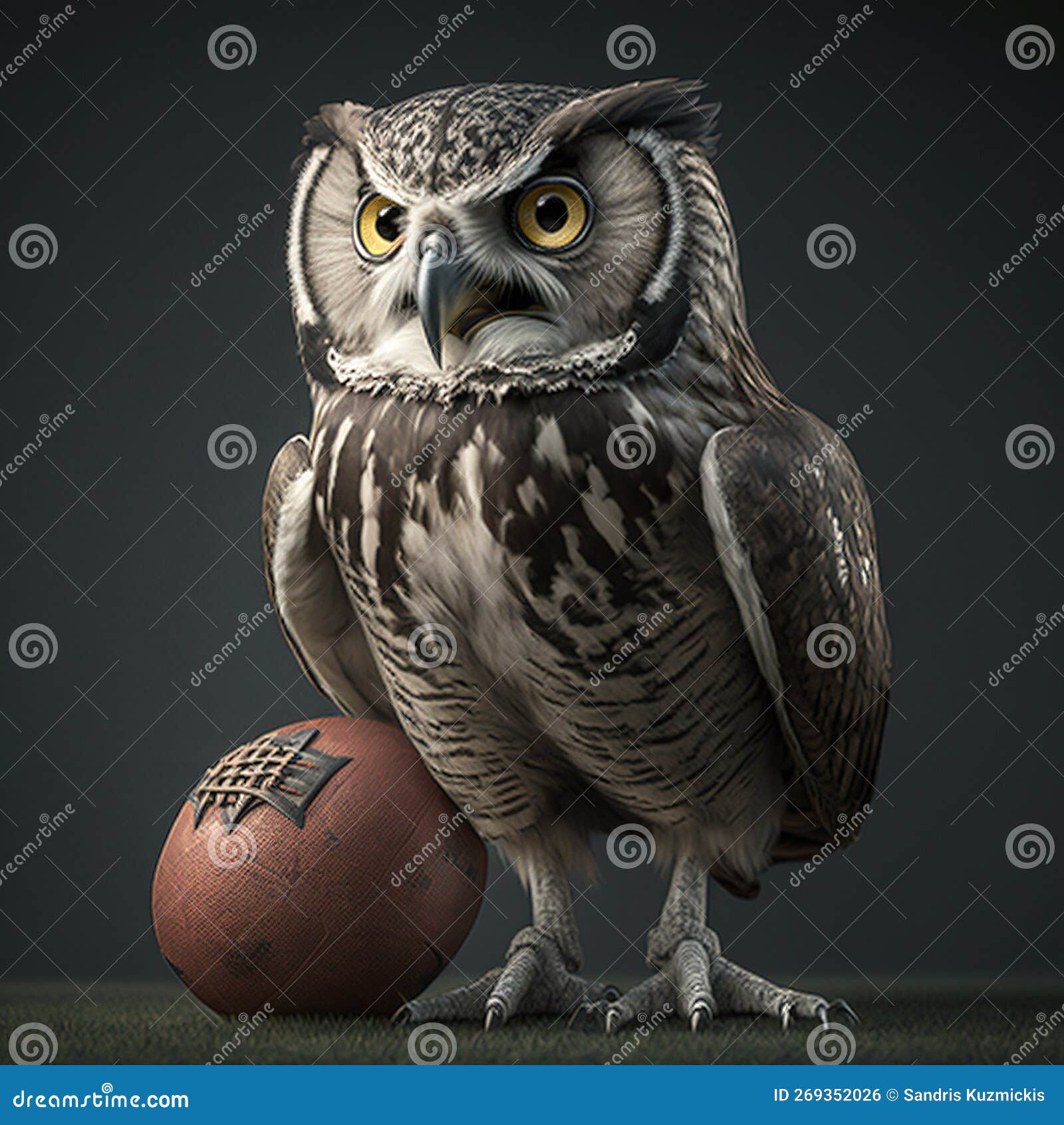 Owl with Football Ball. Generative AI Stock Illustration - Illustration ...