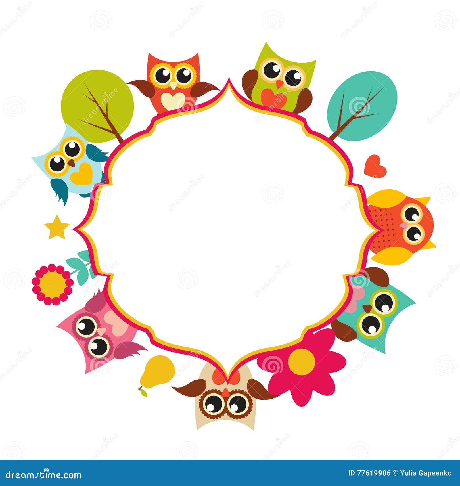 Owl Frame Background Vector Illustration Mignon Illustration de Vecteur ...