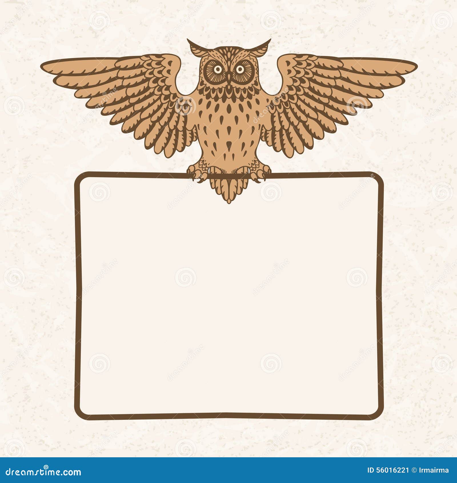 Owl with frame stock illustration. Illustration of vintage - 56016221