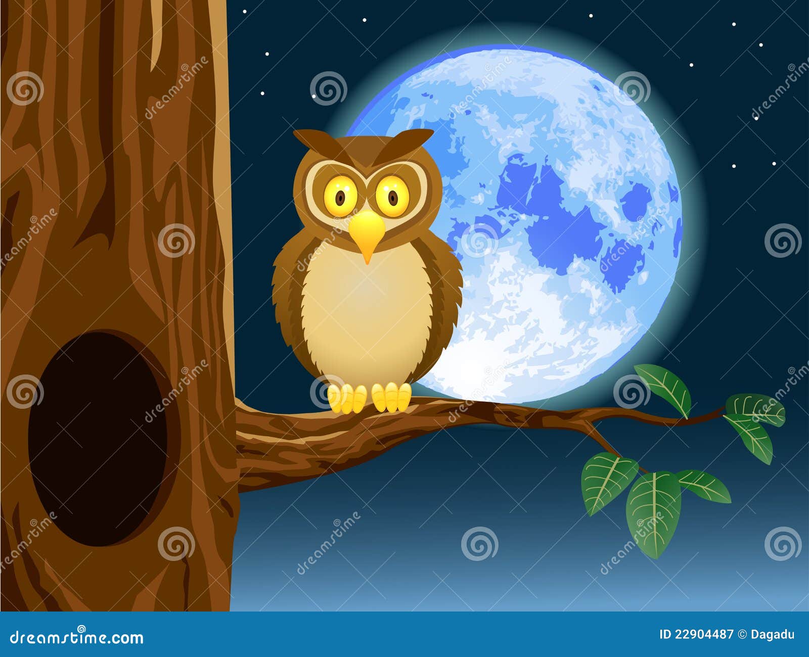 Owl With Full Moon Background Stock Vector - Illustration of design ...