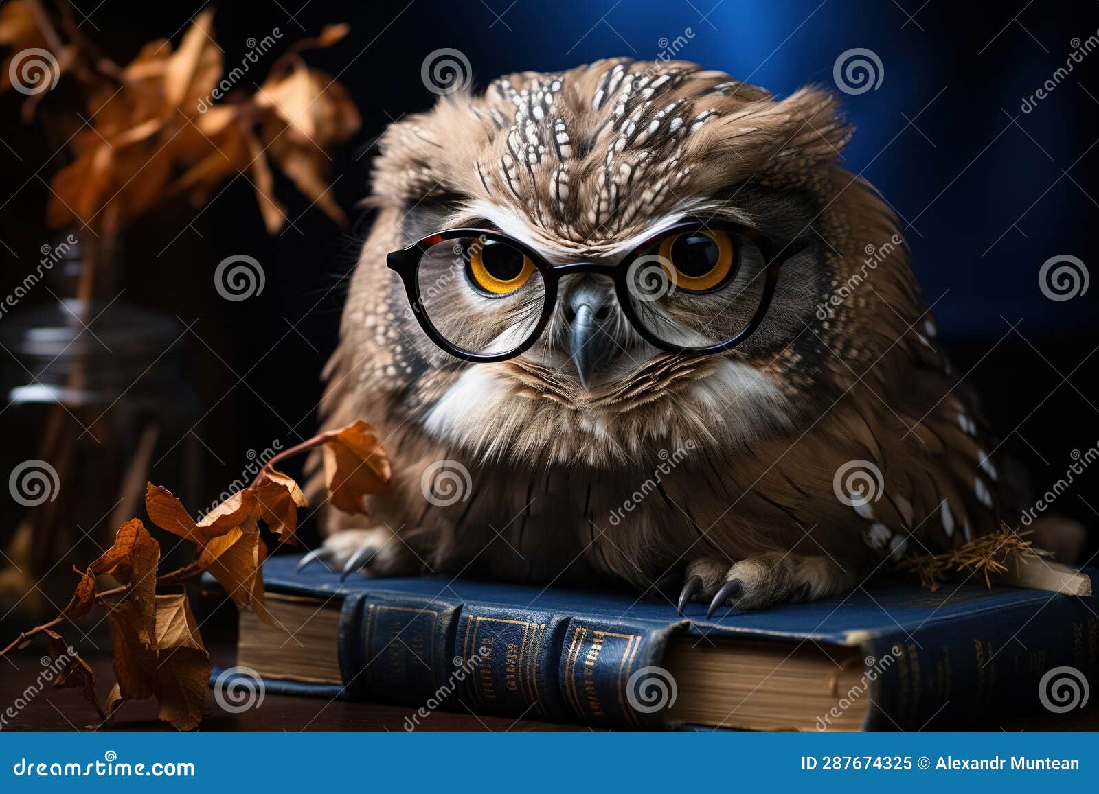 Owl with Glasses and a Book that Represents Learning. Stock Image ...