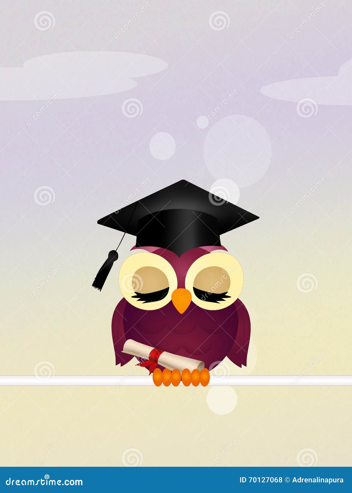 Owl graduate stock illustration. Illustration of school - 70127068