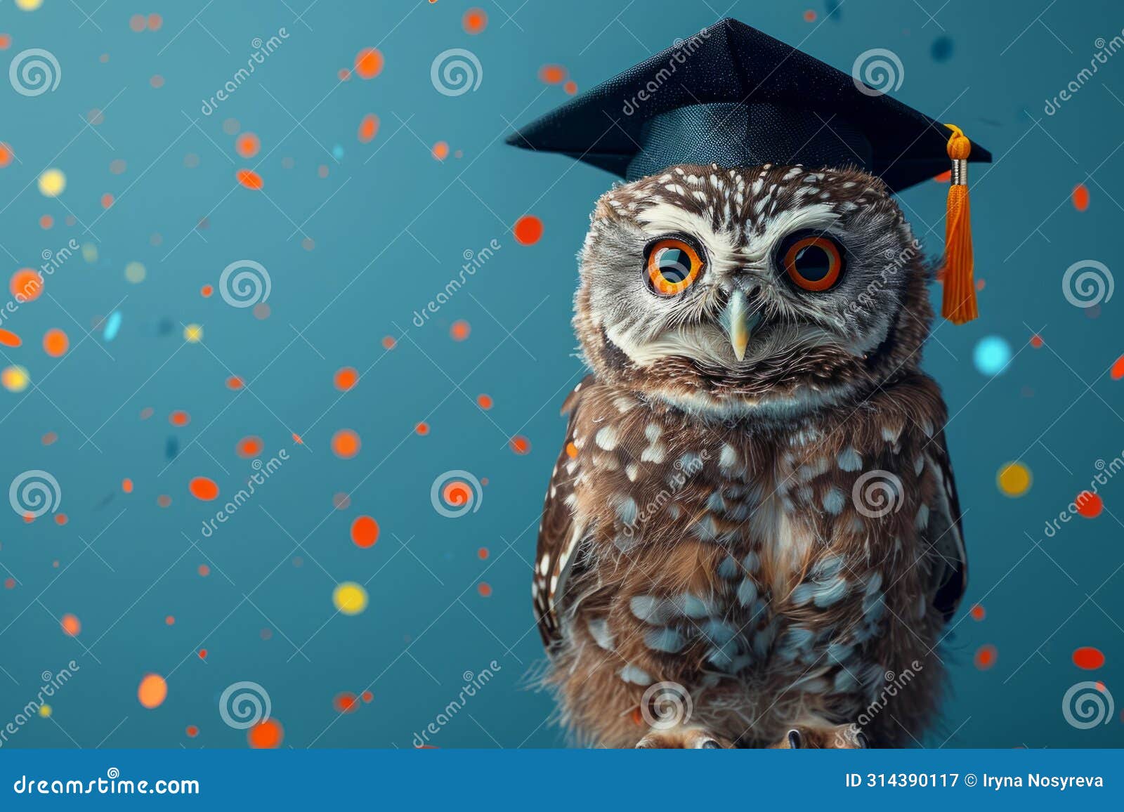 Owl in Graduation Cap on Background of Confetti. Graduation Banner ...