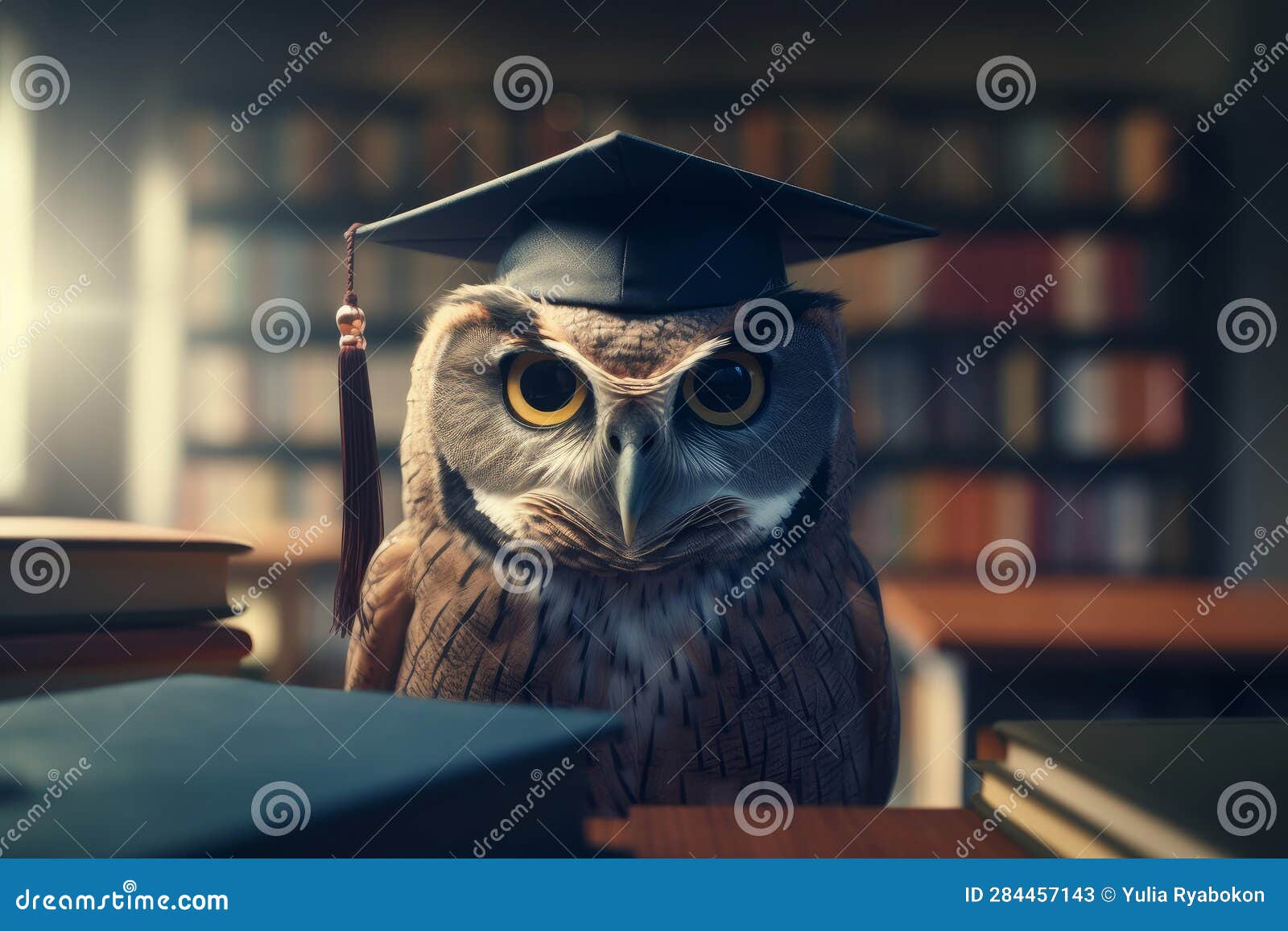 Owl Graduation Cap. Generate Ai Stock Illustration - Illustration of ...