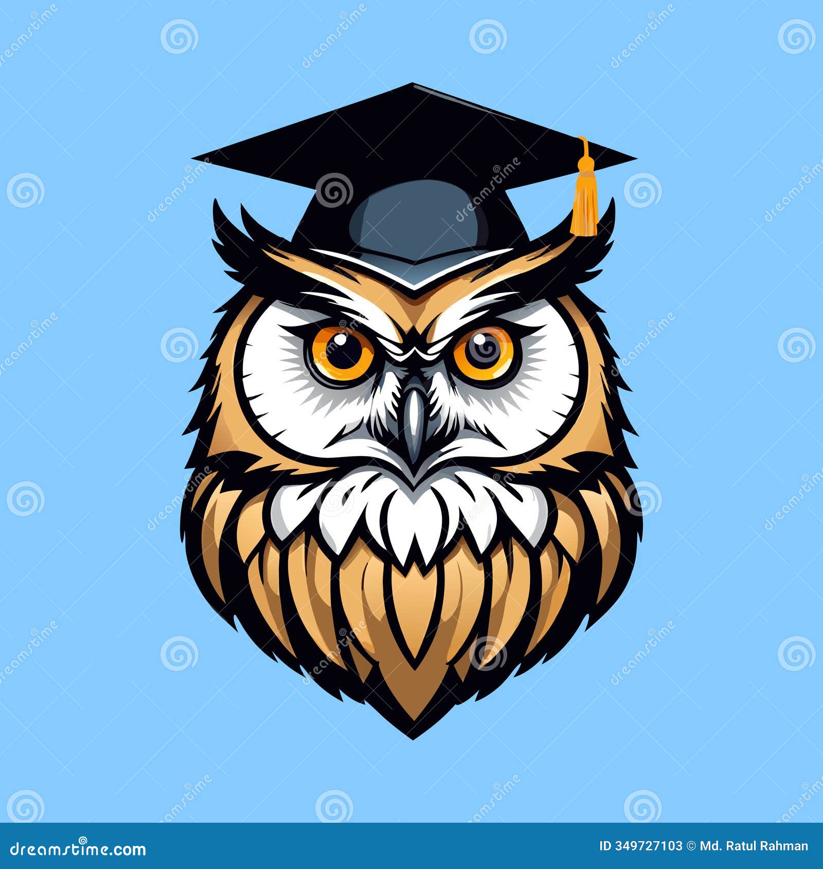 Owl with Graduation Hat, Flat Icon Cartoon Character Graduated Student ...