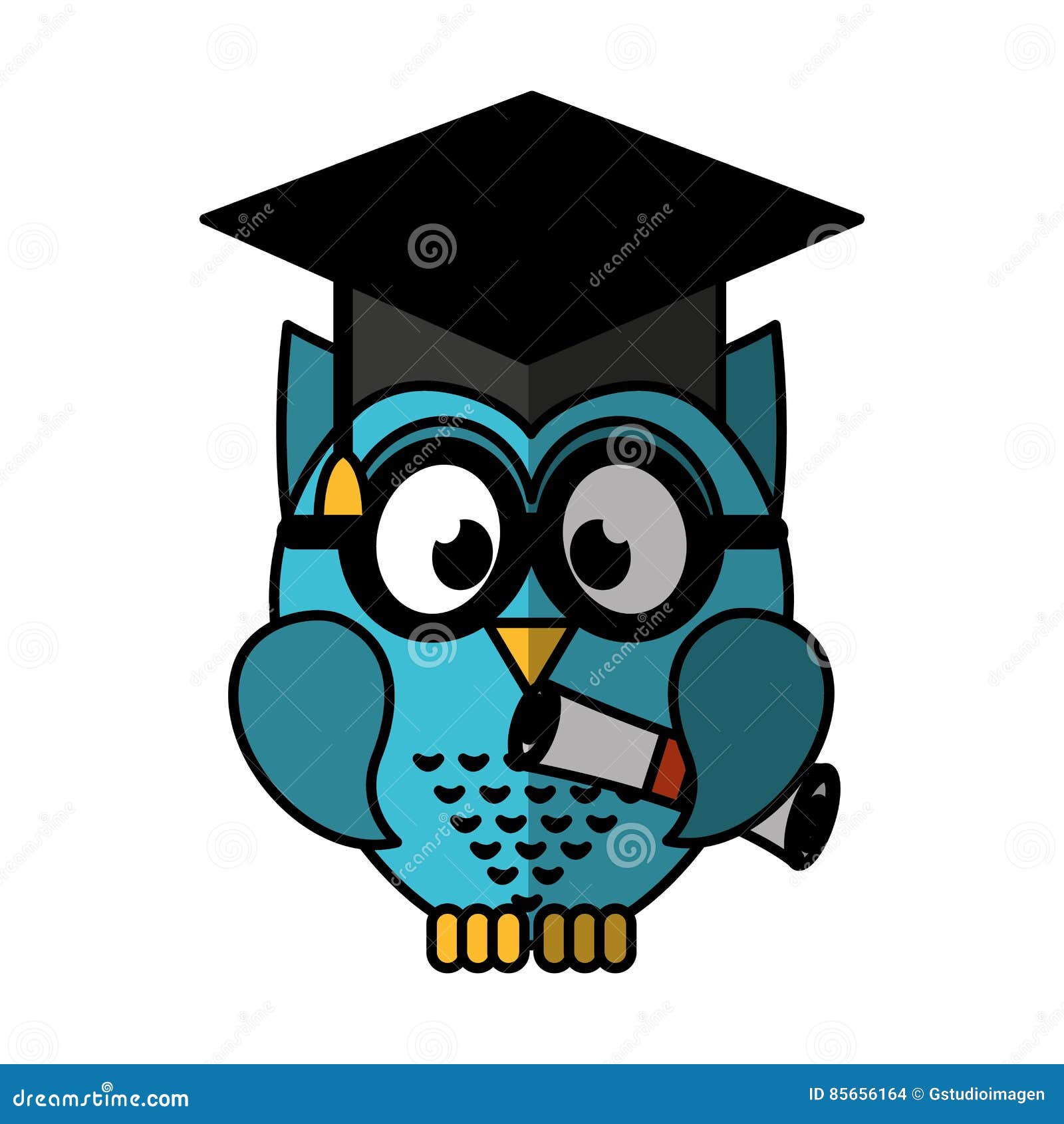 Owl with graduation hat stock vector. Illustration of cute - 85656164