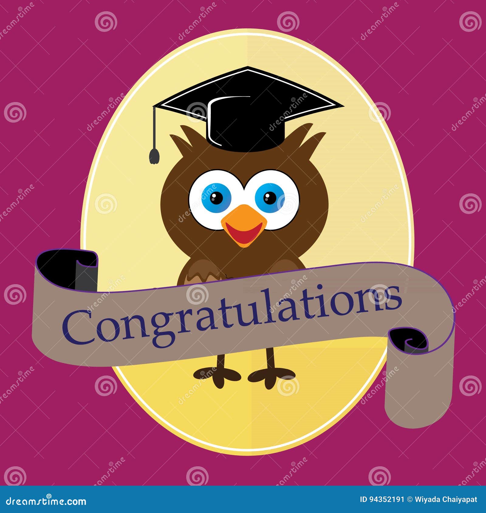 Owl with Hat Graduation Image Stock Illustration - Illustration of ...